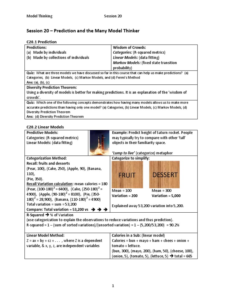 Session 20 - Prediction and The Many Model Thinker | PDF | Prediction ...