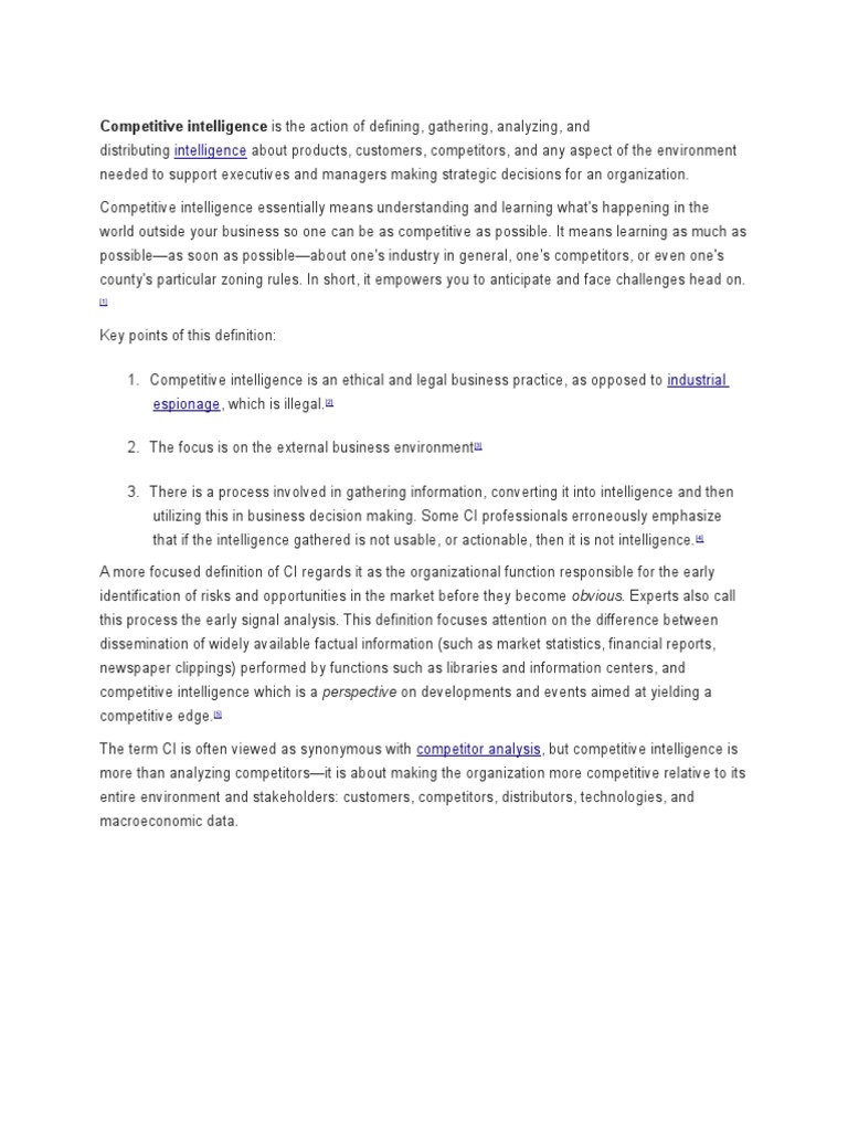 Competitive Intelligence | PDF
