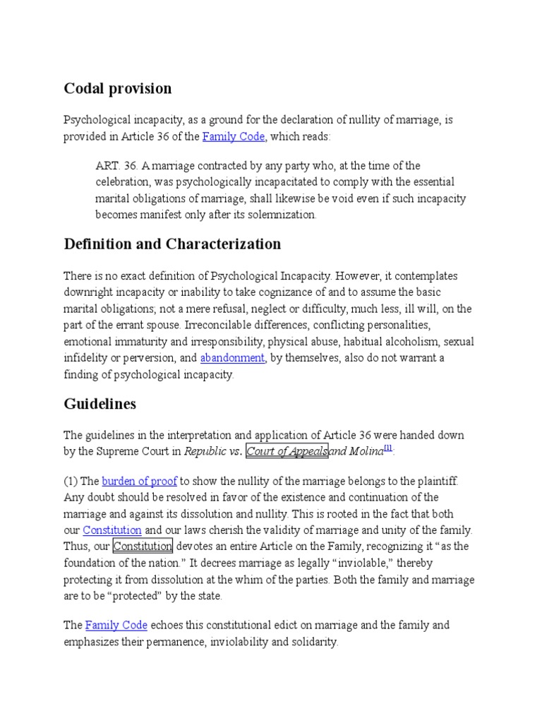 Understanding Psychological Incapacity | PDF | Annulment | Marriage