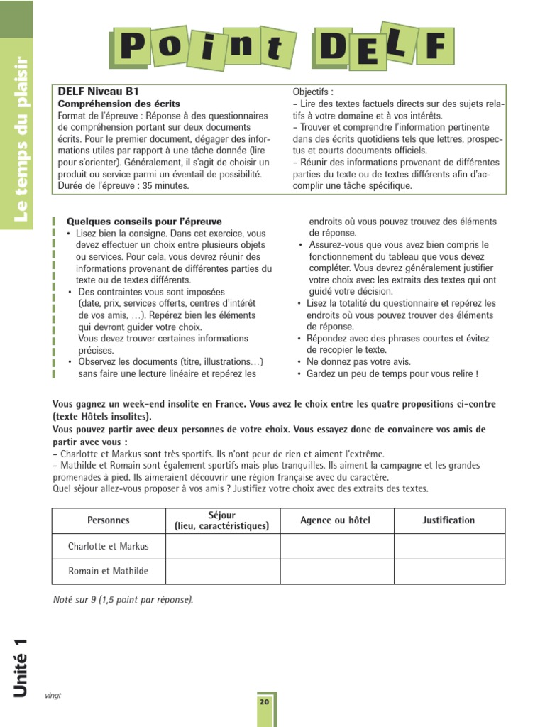 Conseils pour l'épreuve DELF B1 | PDF | Langue anglaise | Technologies ...