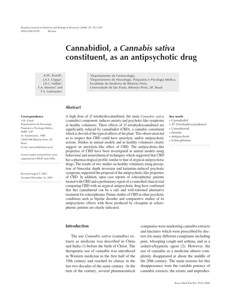 Cannabis Compound CBD As Antipsychotic Medication | PDF | Antipsychotic ...