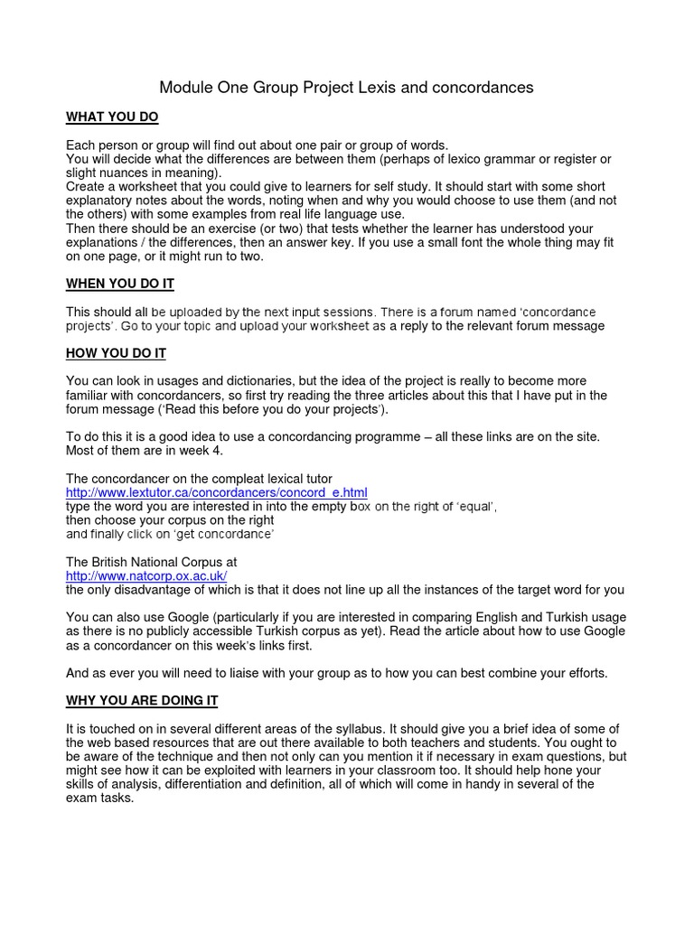 Concordancing Project Instructions | PDF | Internet Forum | Communication