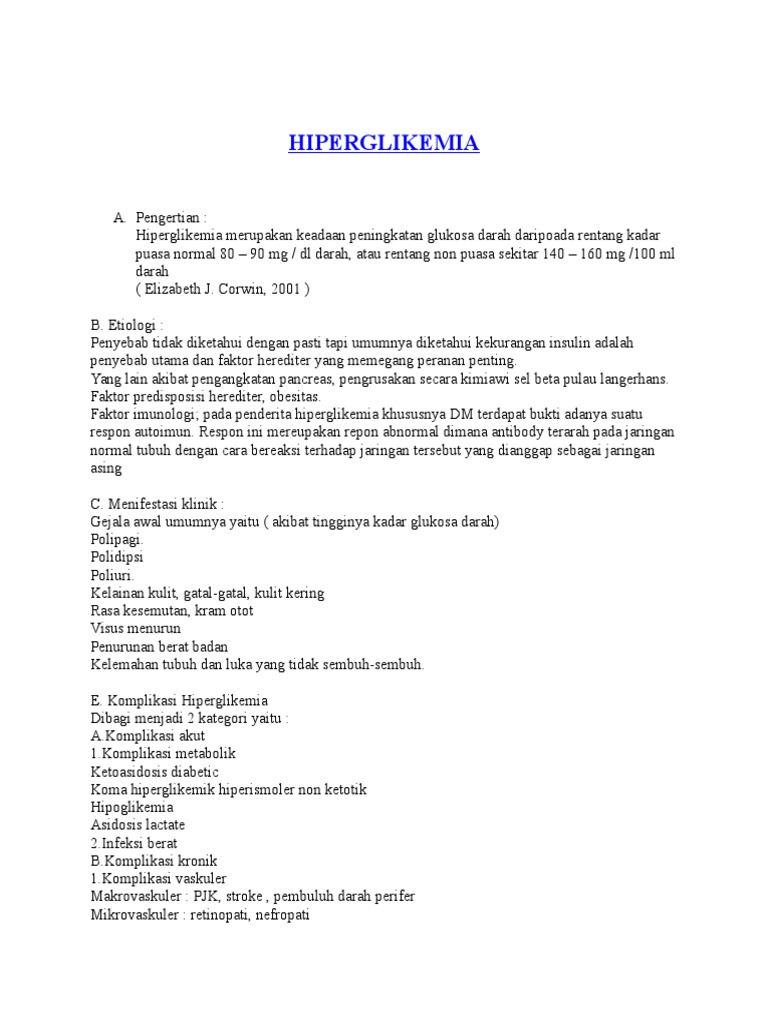 Askep Pasien Dengan Hiperglikemia | PDF