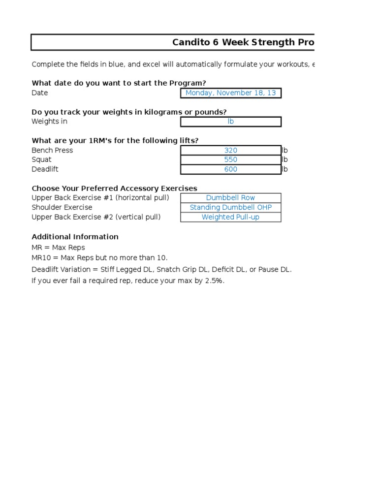 Jonnie Candito 6 Week Strength Program | PDF | Physical Exercise ...