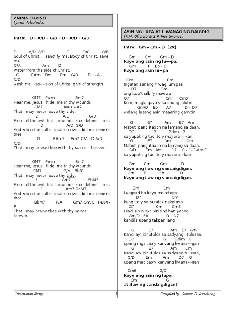 Communion Songs Used by Himig | PDF
