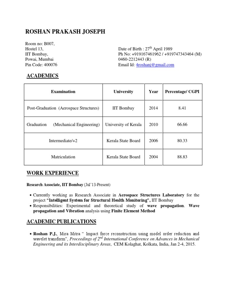 Resume | PDF | Finite Element Method | Mechanical Engineering