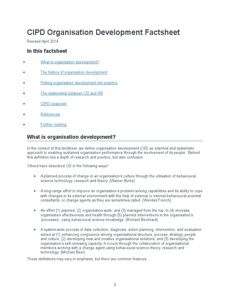 CIPD+Organisation+Development+Factsheet | Organization Development ...