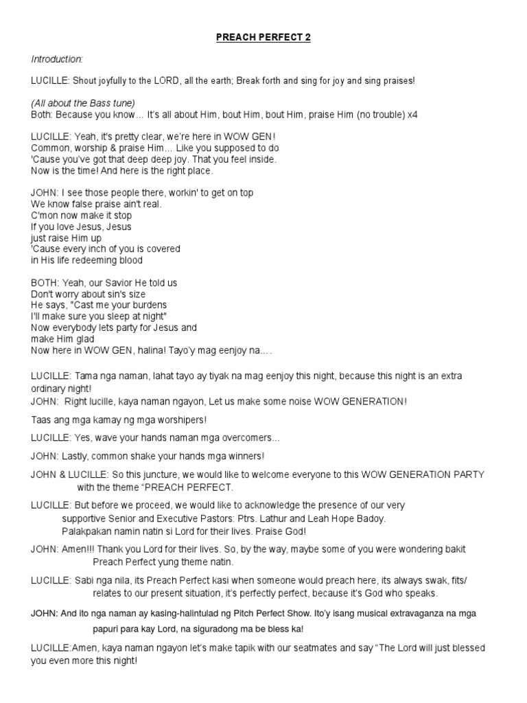 PREACH PERFECT2-emcee Script | PDF | Religion And Belief