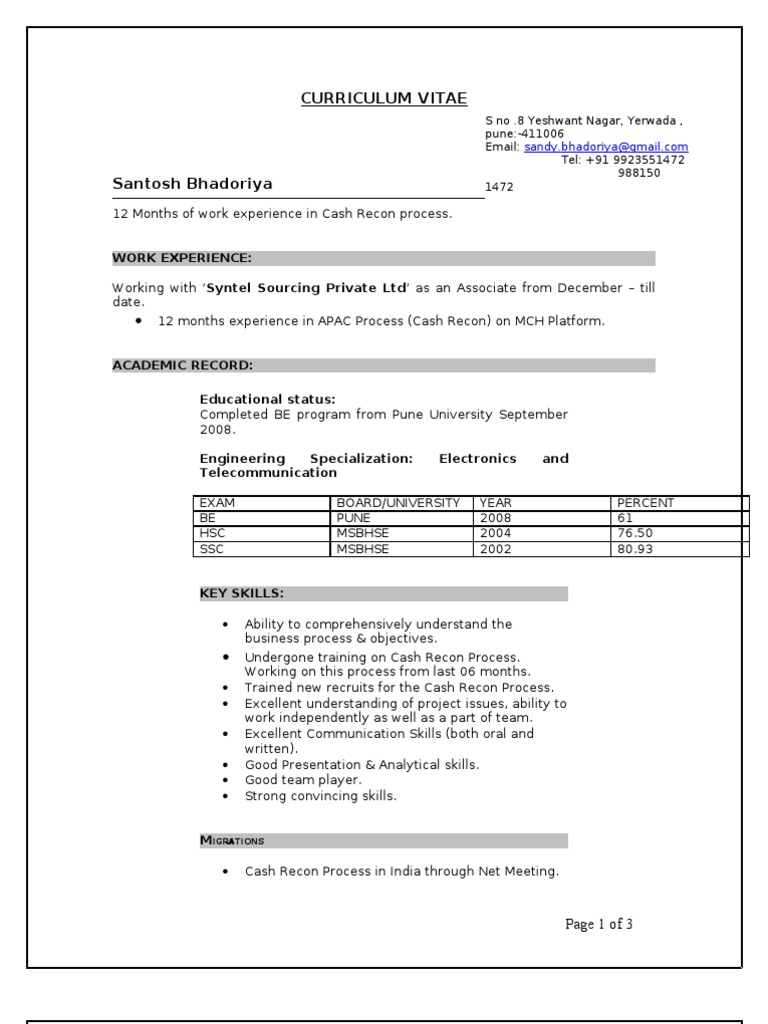 Santosh Resume | Download Free PDF | Business