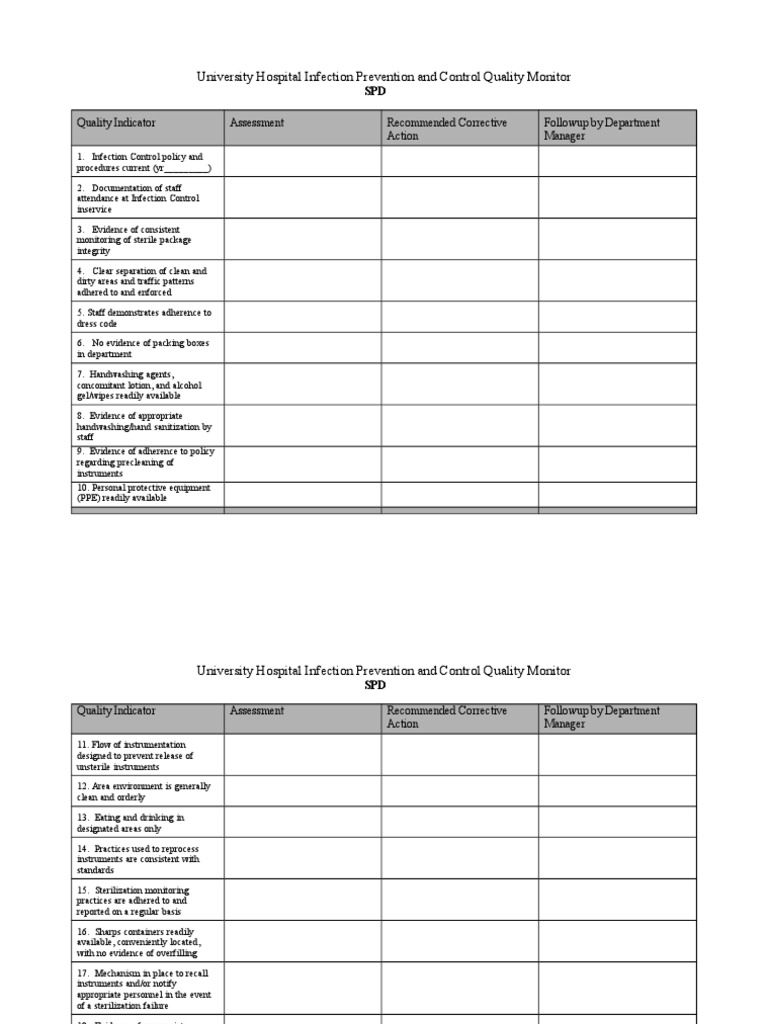 Competency Checklist For Sterile Processing
