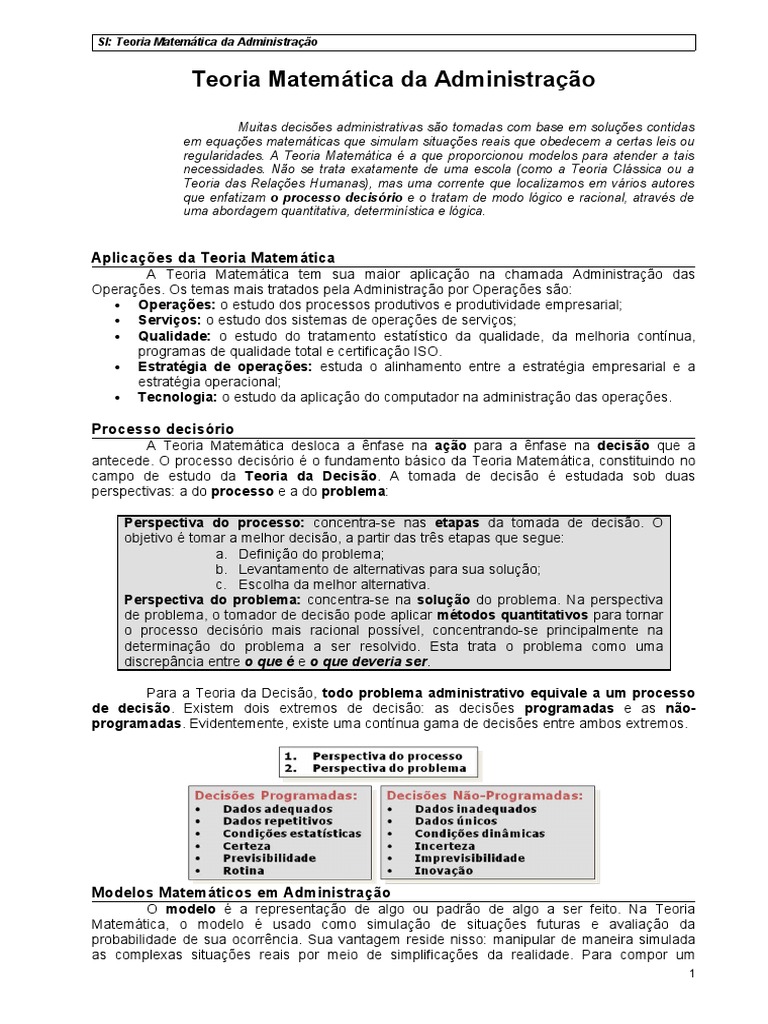 Teoria Matematica | PDF