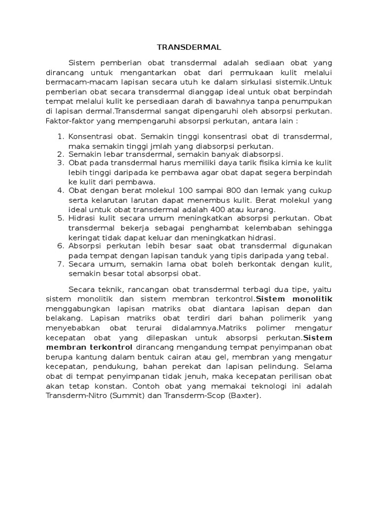 Sediaan Transdermal, Pasta Dan Gel | PDF