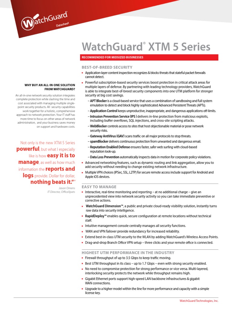 Watchguard XTM 5 Series: Powerful Easy It Is To Manage Reports and Logs ...