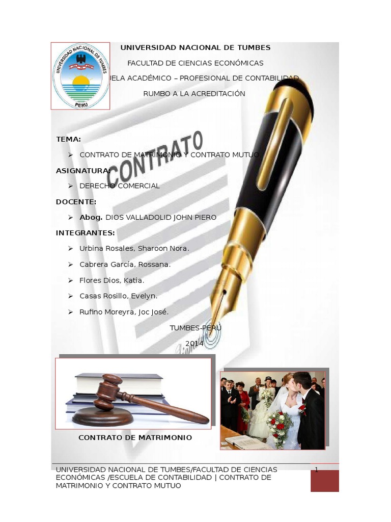 Contrato Matrimonial y Mutuo: Análisis Jurídico | PDF | Divorcio ...