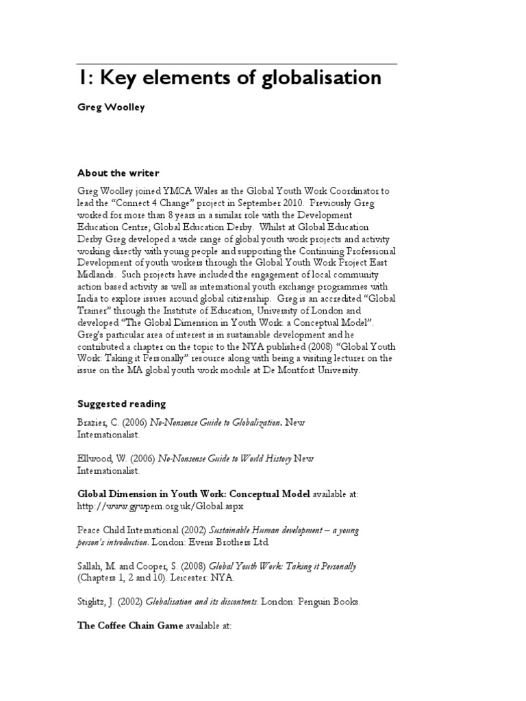 Globalisation's Key Elements Explored | PDF | Globalization | Coffee
