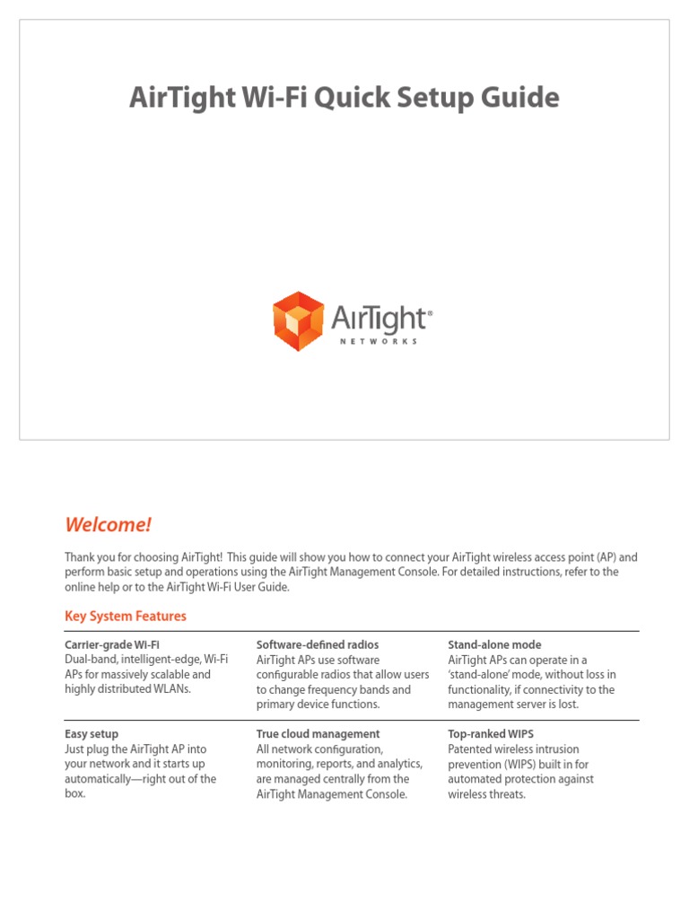 AirTight Wi Fi Quick Setup Guide | Download Free PDF | Wi Fi | Wireless Lan