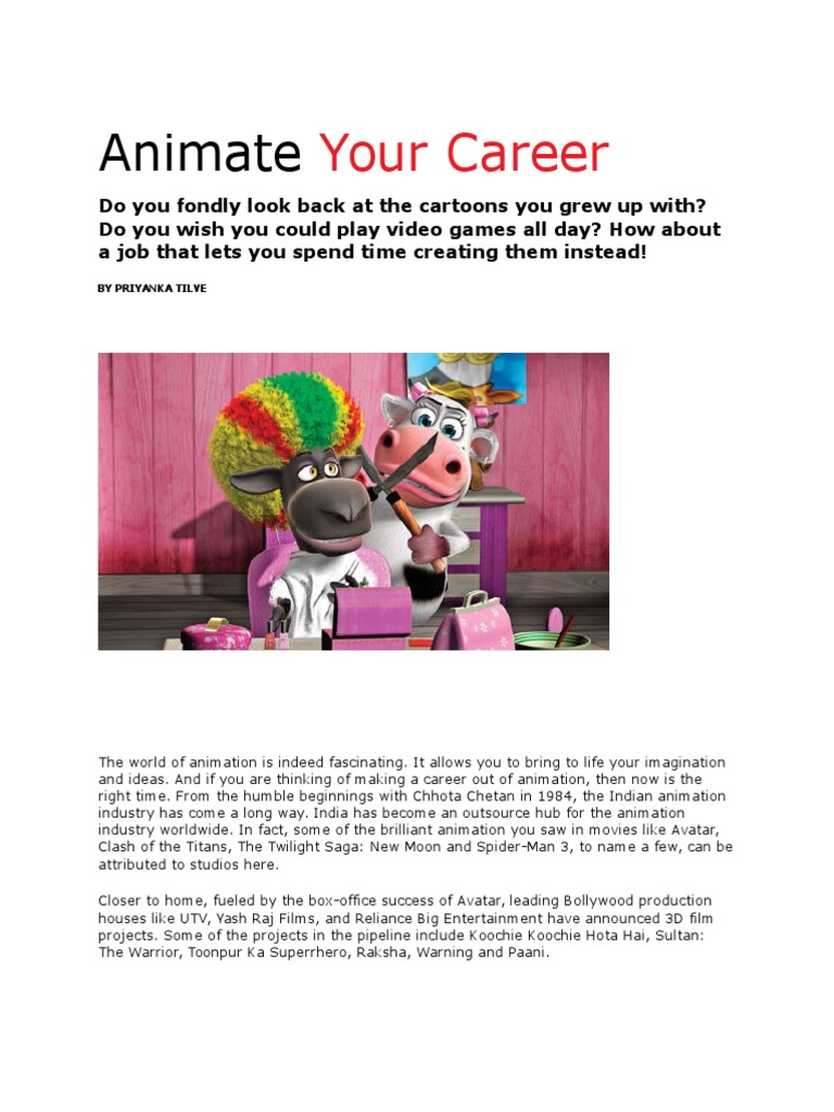 Animate: Your Career | PDF | Video Games | Animation