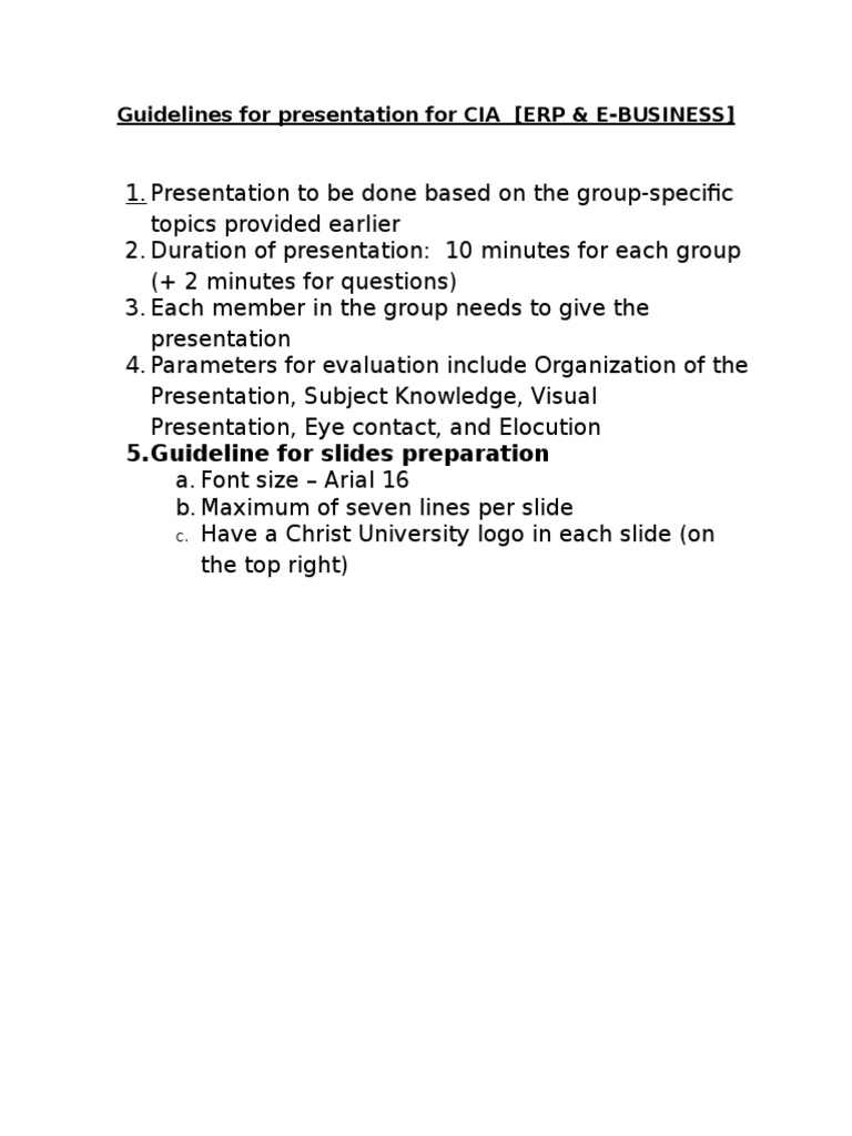 CIA 1 - Presentation - Guidelines | PDF