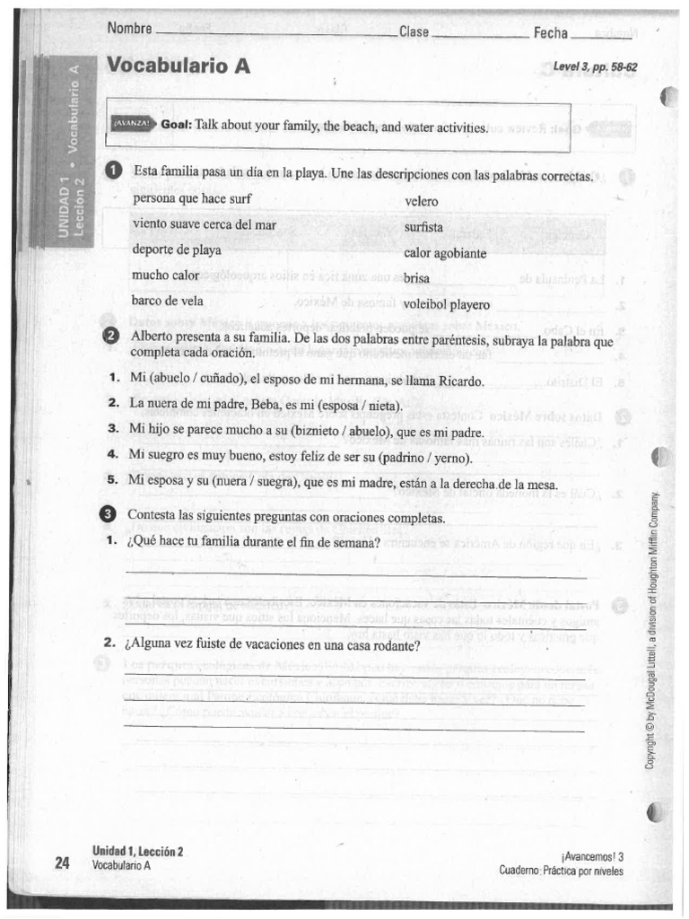 Unit 1 Lesson 2 Ws | PDF