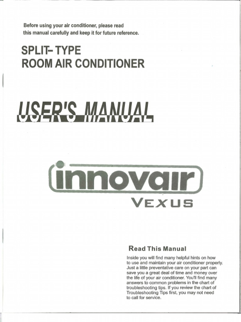 INNOVAIR EV Vexus Mini Splits User Manual 1st Gen | PDF