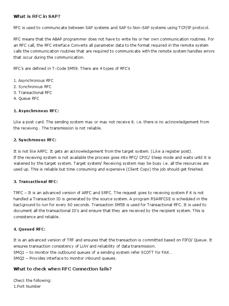 Remote Function Call (RFC) | PDF | Application Programming Interface | Internet Protocols