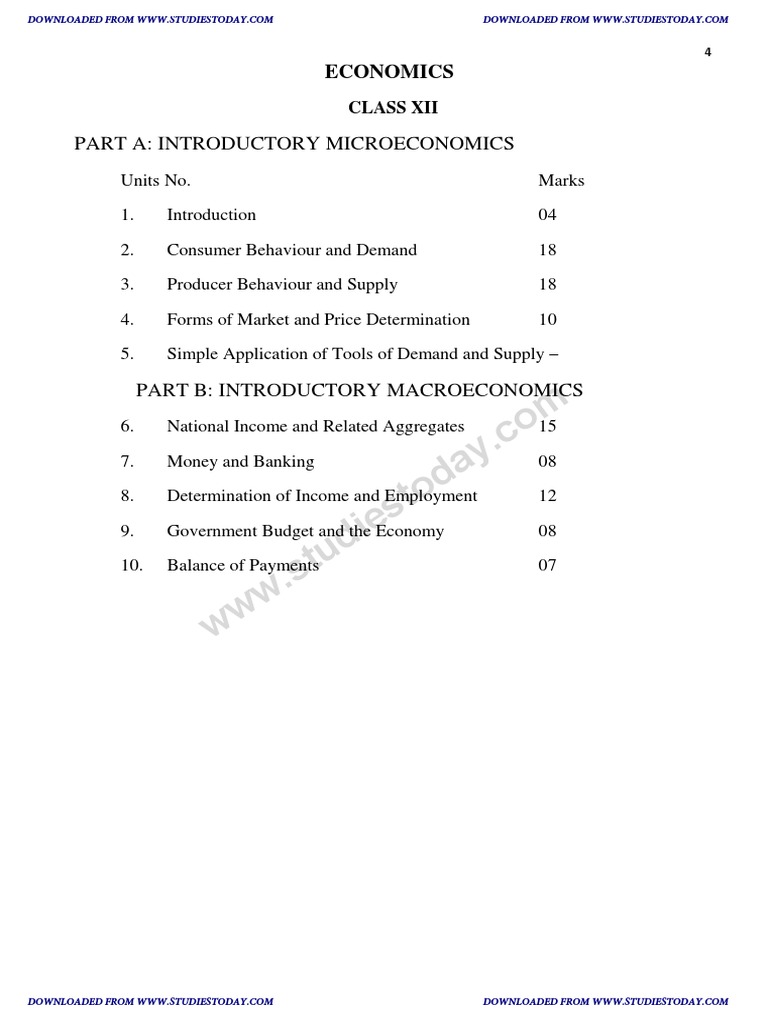 Class 12 Economics Study Material Guide | PDF | Supply (Economics) | Demand