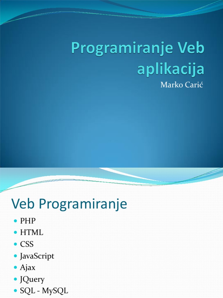 Programiranje Web Aplikacija 1-2 | PDF