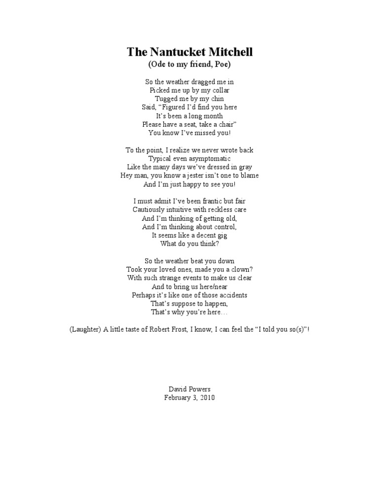 The Nantucket Mitchell (Poem) | PDF
