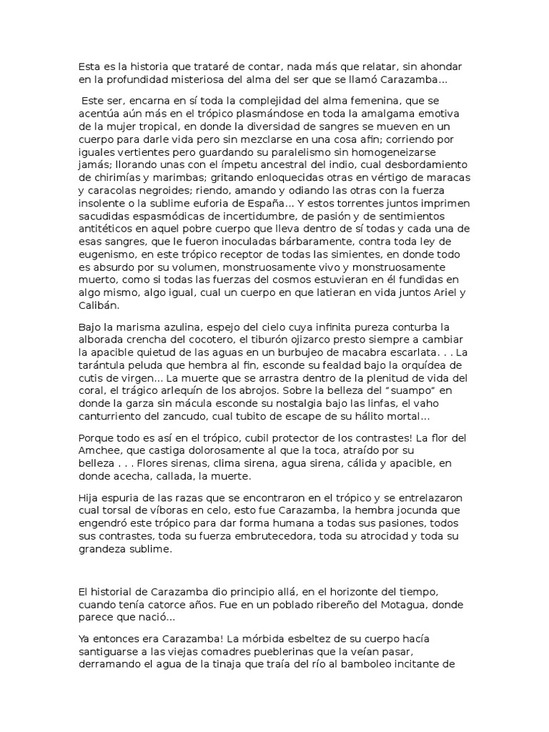 Resumen Carazamba | PDF | Amor | Naturaleza