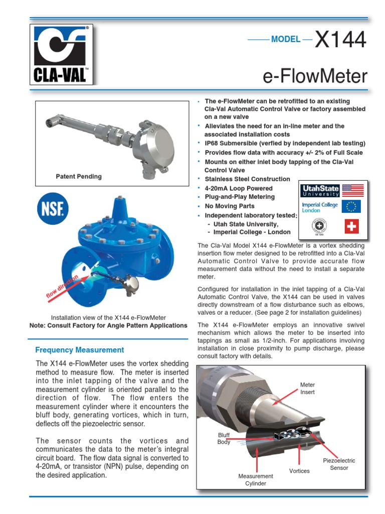 Cla-Val e - Flowmeter X144 | PDF | Flow Measurement | Scada