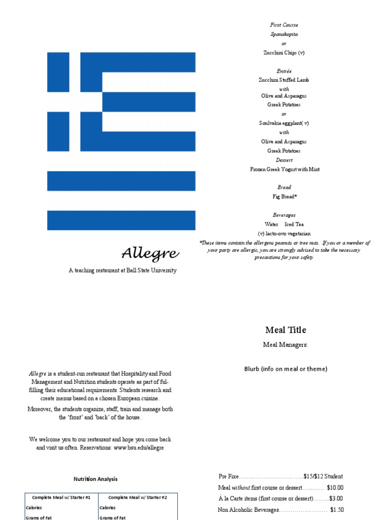 Greek Menu | PDF | Cooking, Food & Wine | Wellness
