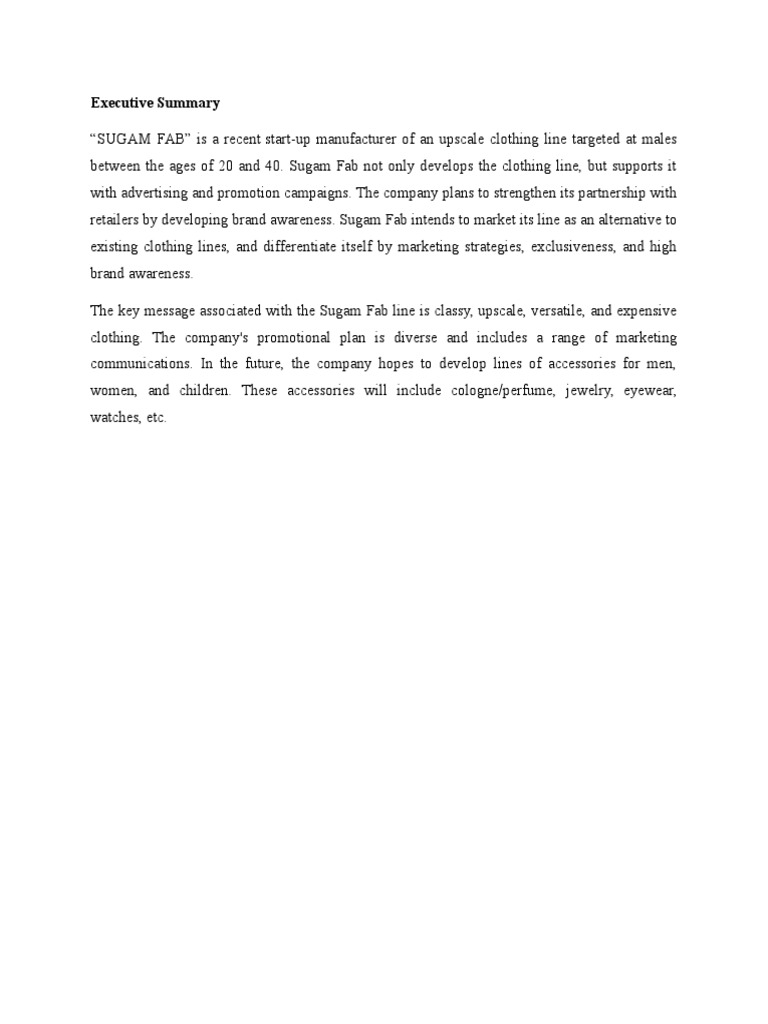 Executive Summary | PDF | Retail | Brand