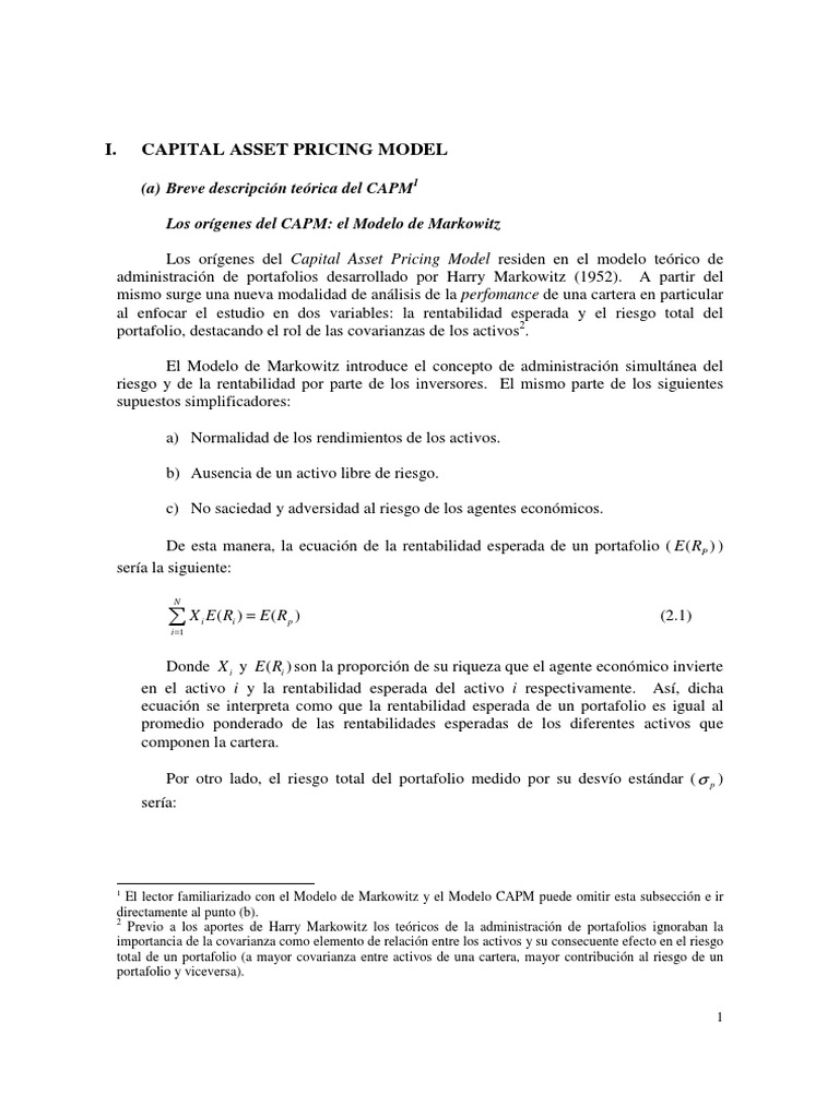 Resumen Markowitz y CAPM | PDF | Modelo de fijación de precios de activos de capital | Ciencias ...