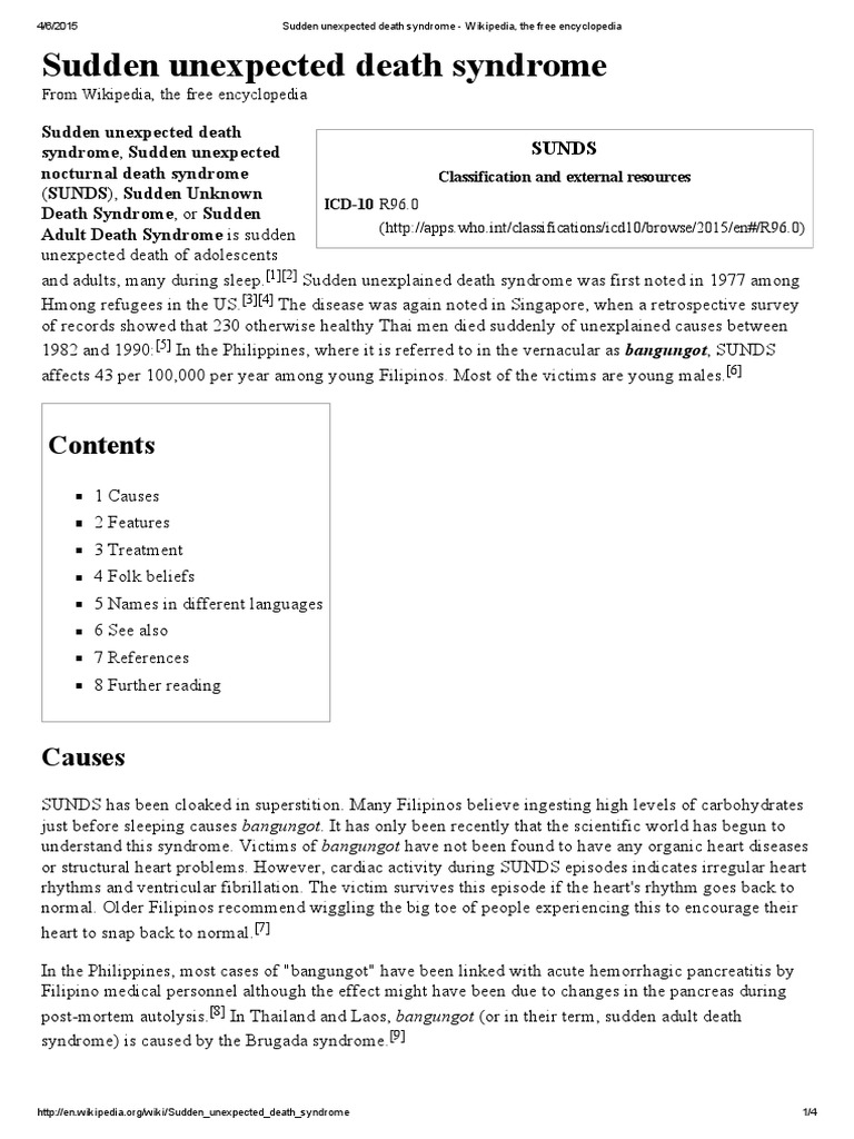 Sudden Unexpected Death Syndrome - Wikipedia, The Free Encyclopedia ...