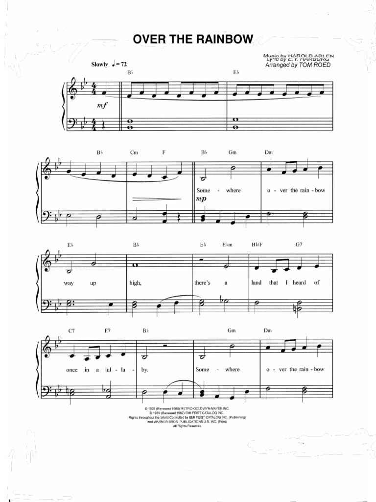 Over The Rainbow - Easy Piano - in BB | PDF