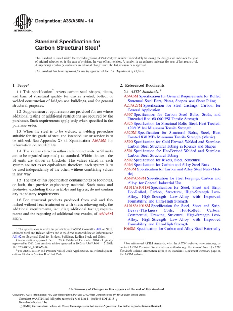 Astm A36 - A36m | PDF | Structural Steel | Screw