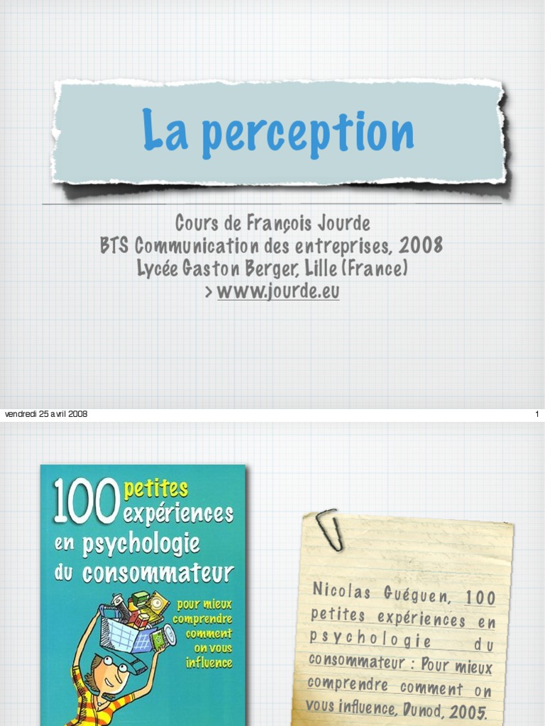 La Perception | PDF | la perception | Sens (physiologie)
