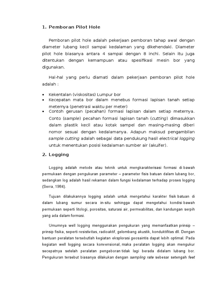 Tahapan Pemboran Air Tanah | PDF