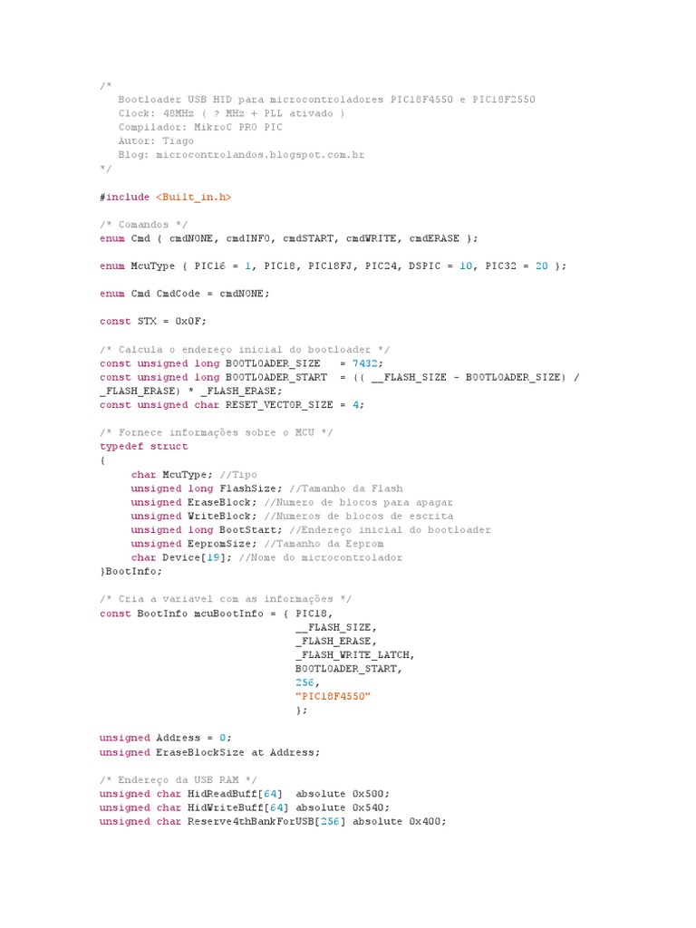 Bootloader USB HID para Microcontroladores PIC18F4550 e PIC18F2550 | PDF | Business | Technology ...