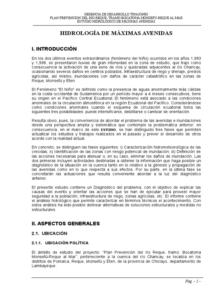 Maximas Avenidas Rio Reque | PDF | Hidrología | Cuenca de drenaje