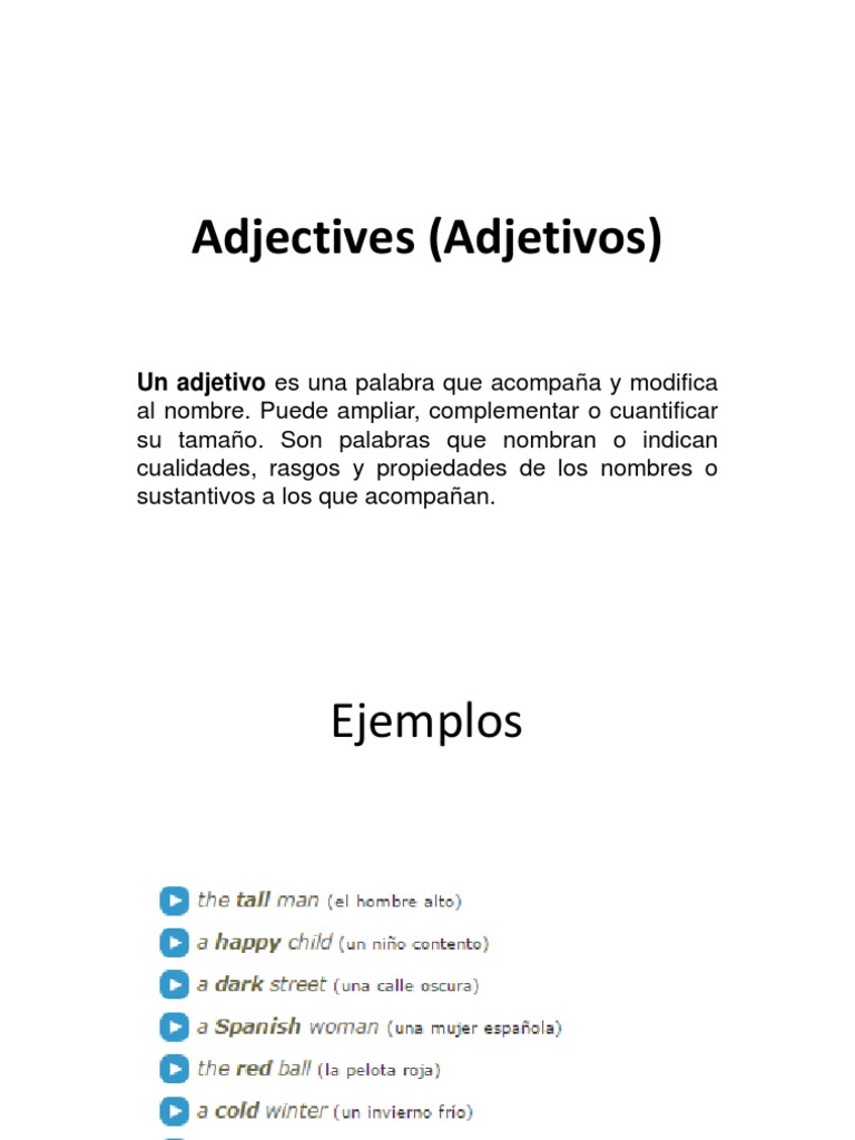 Adjectives (Adjetivos) | PDF