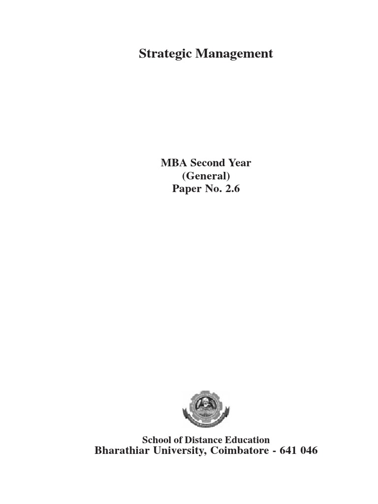 Strategic Management For MBA Bharathiar | PDF | Strategic Management ...