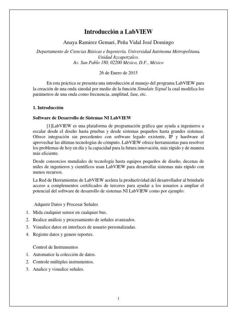 Practica 1. - Introduccion A LabVIEW | PDF | Arreglos de compuertas lógicas programables en ...