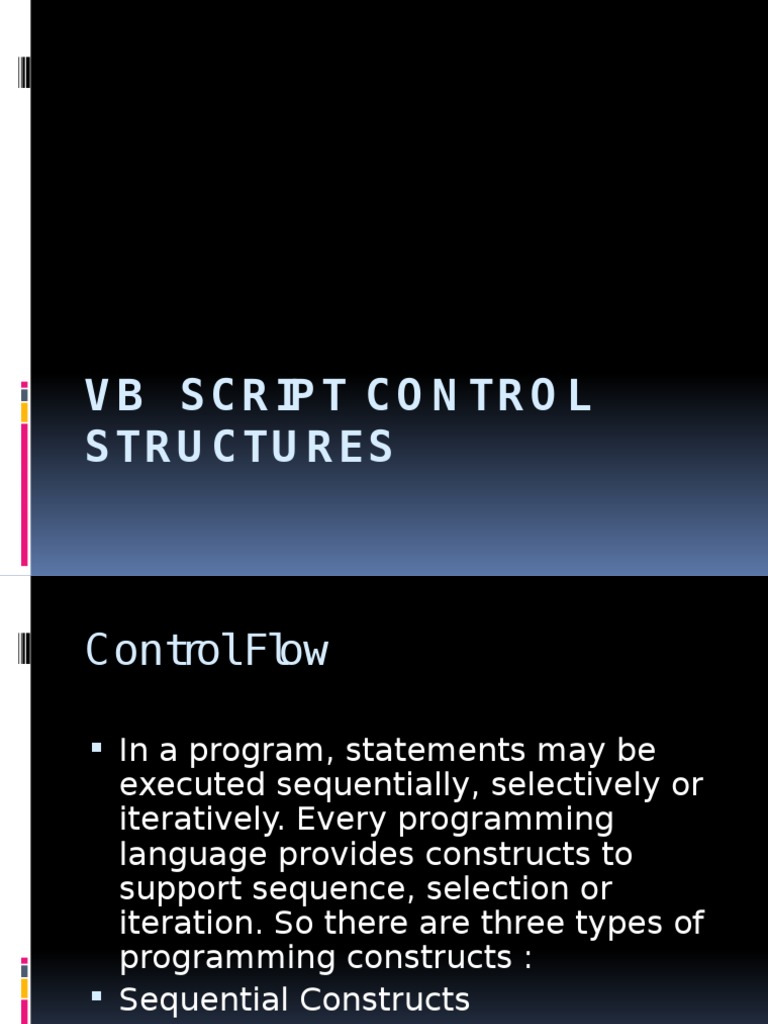VBS Control Structures | PDF | Control Flow | Software Engineering