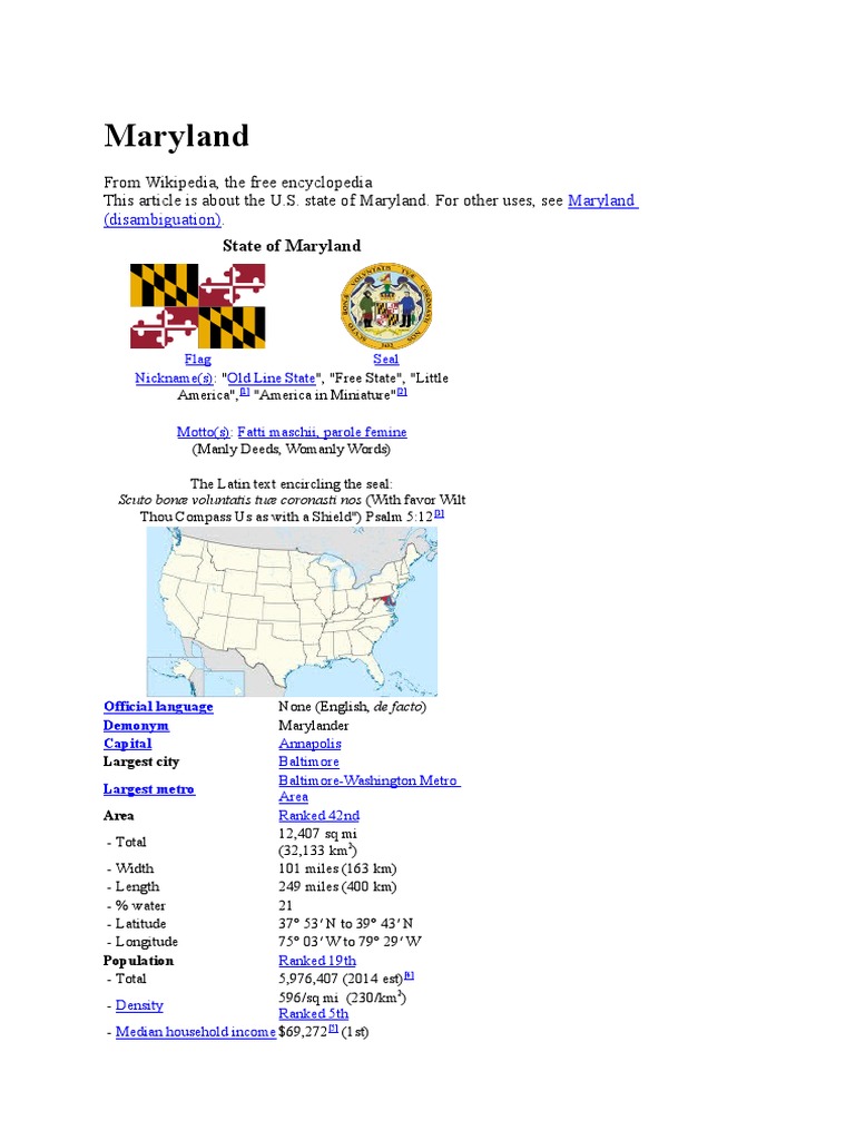 Maryland: From Wikipedia, The Free Encyclopedia This Article Is About ...