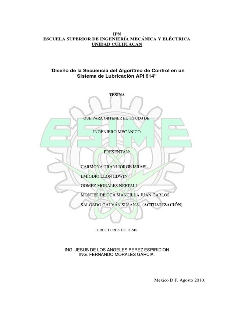 Algoritmo de Control en Lubricación API 614 | PDF | Lubricante | Turbina