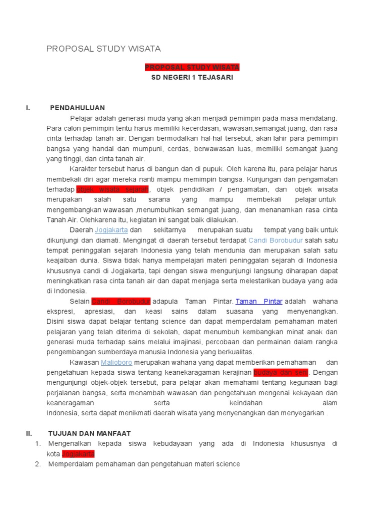 Contoh Proposal Study Wisata | PDF