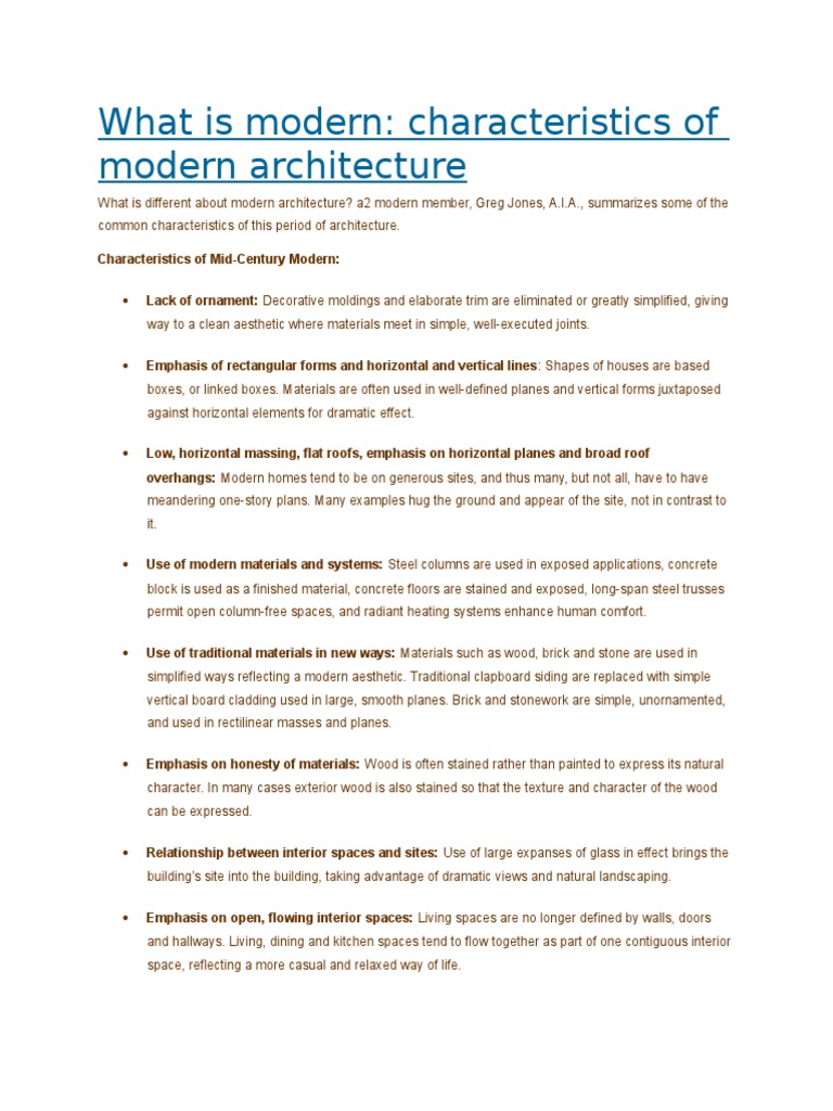 Characteristics of Modern Architecture | PDF | Architectural Design ...