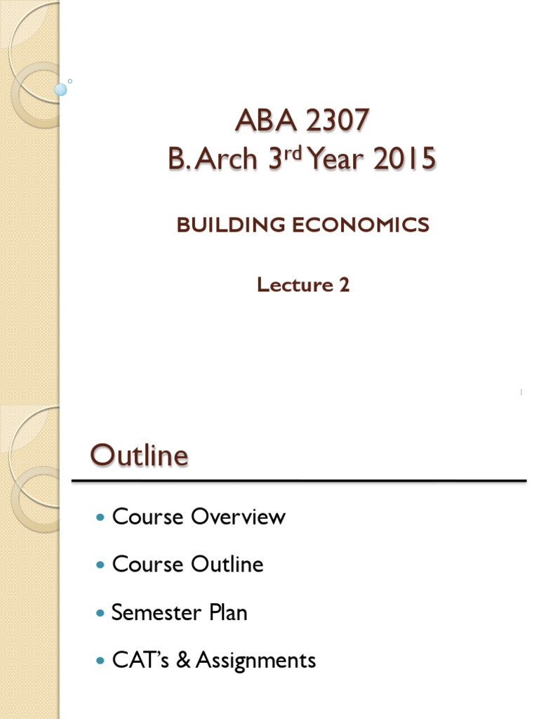 Building Economics Lecture Notes | PDF | Output (Economics) | Economics