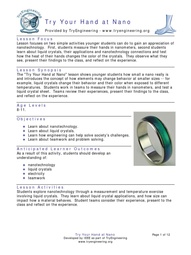 005-001-000-031 Try You Hand at Nano | PDF | Nanotechnology | Liquid ...
